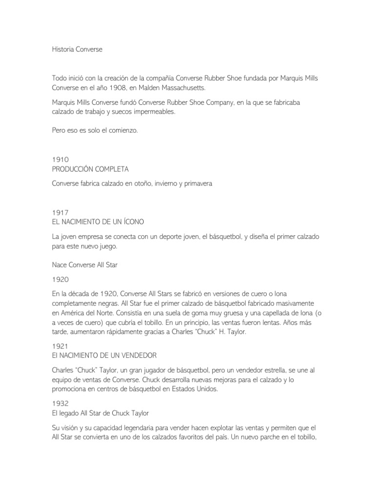 Historia de Converse y Chuck Taylor | PDF