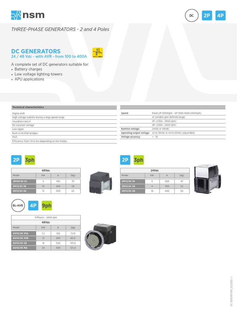 Data Sheet DC Generators 2020 | PDF | Rectifier | Electrical Components