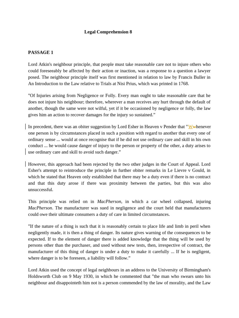 Understanding Lord Atkin's Neighbour Principle | PDF | Justice | Crime ...