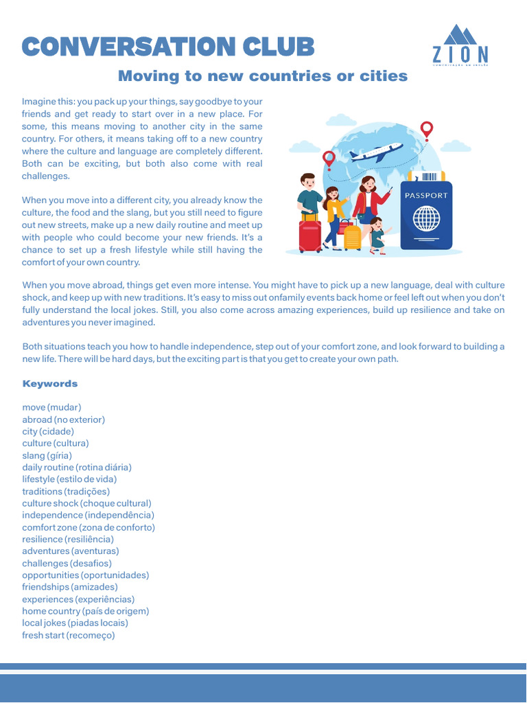 Moving To New Countries English Class | PDF