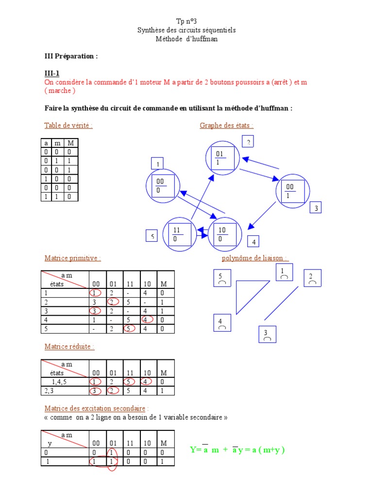 Synthese Des Circuits Sequentiels Méthode D'huffman (TP N°3 Usthb) | PDF | Ingénierie ...