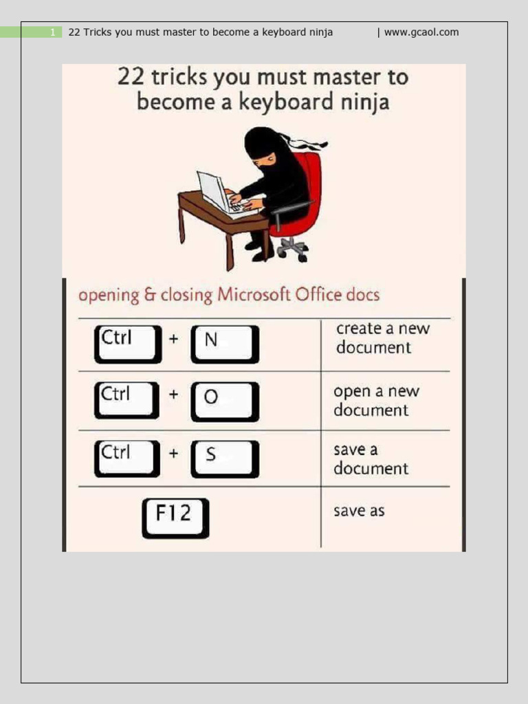 22 Tricks Keyboard Shortcuts | PDF