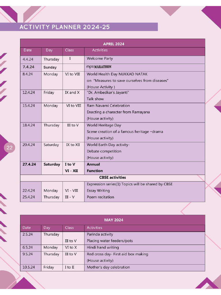 School Calender 2024 25 | PDF