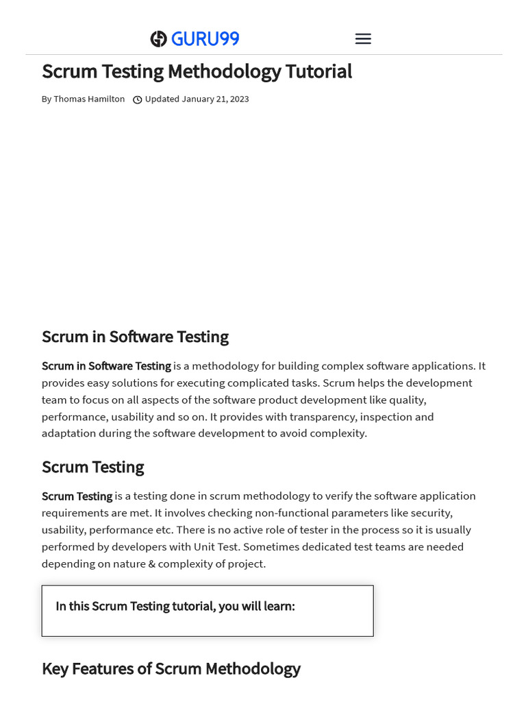 Scrum Testing Methodology Overview | PDF | Scrum (Software Development ...