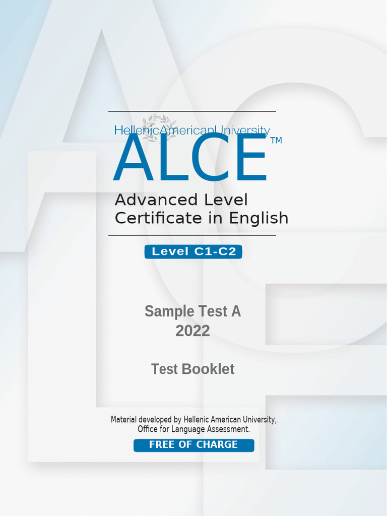 ALCE C1-C2 Sample Test 2022 | PDF | Running | Handedness