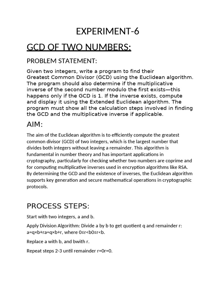 GCD and Inverse Calculation in Java | PDF | Arithmetic | Mathematics