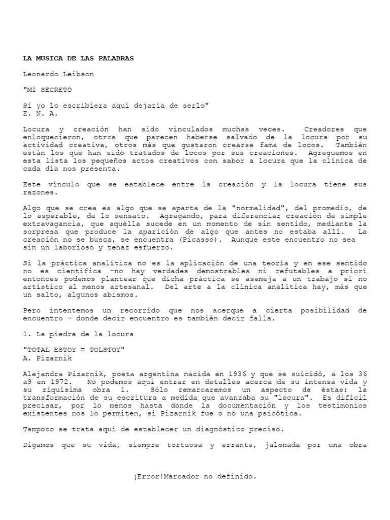 Leibson, Leonardo. La Música de Las Palabras | PDF | Jacques Lacan ...