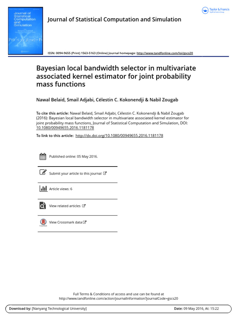 Belaid Et Al. (2016) JSCS - Bayesian Local Bandwidth Selector | PDF | Probability Distribution ...