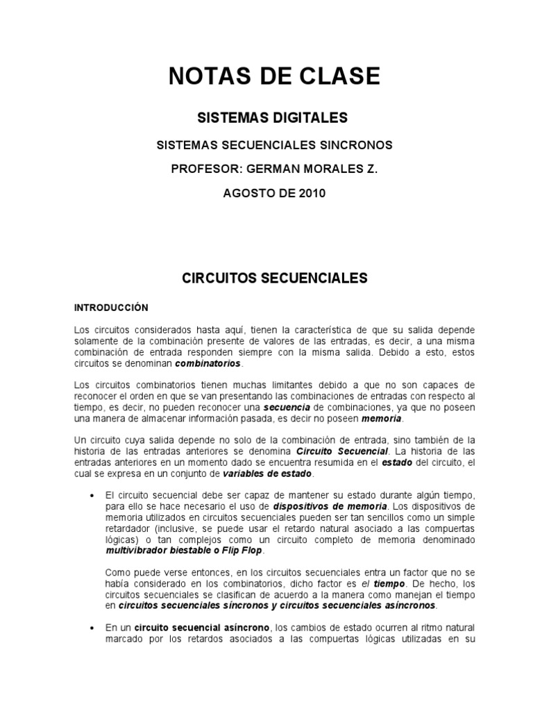 8-Sistemas Secuenciales Sincronos | PDF | Electrónica digital | Informática