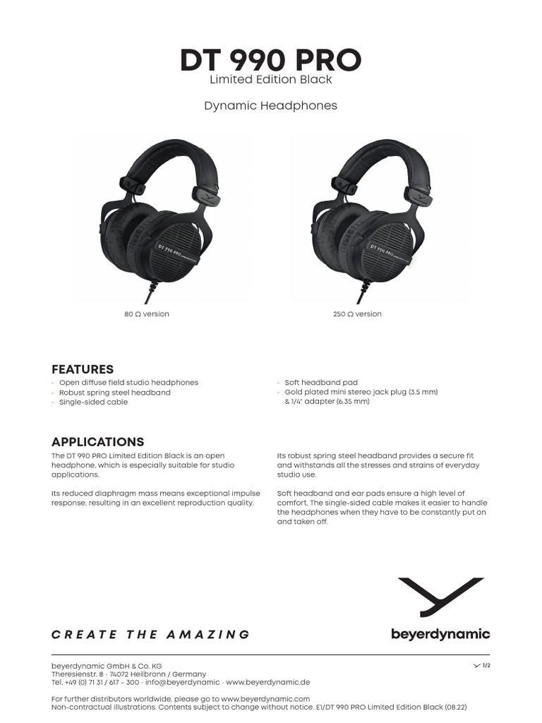 DAT DT 990 PRO Limited Edition en | PDF | Headphones ...