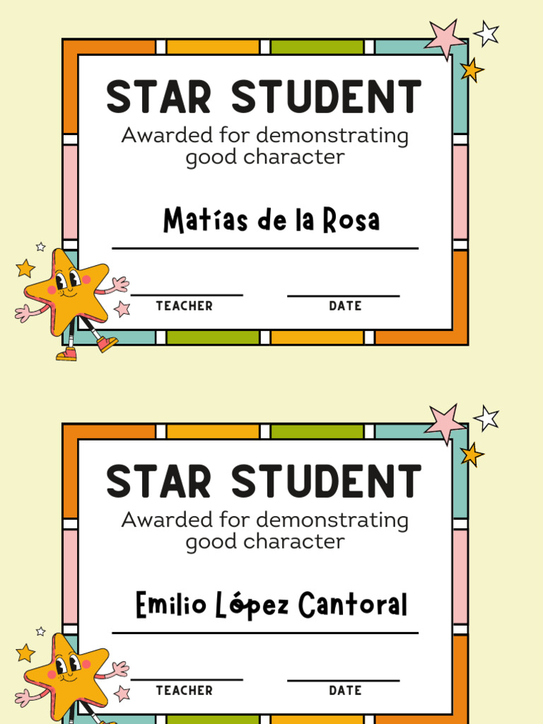 Student Award Template in Colorful Fun Style | PDF