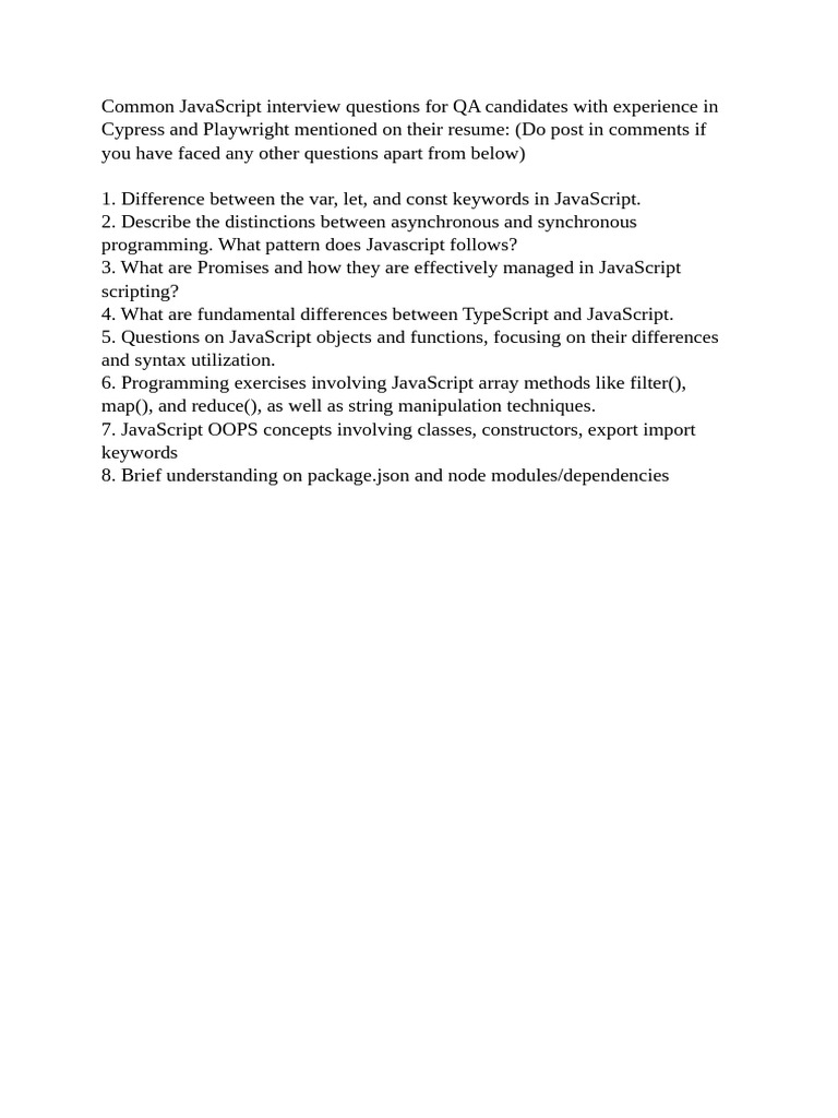 Playwright Interview Questions | PDF