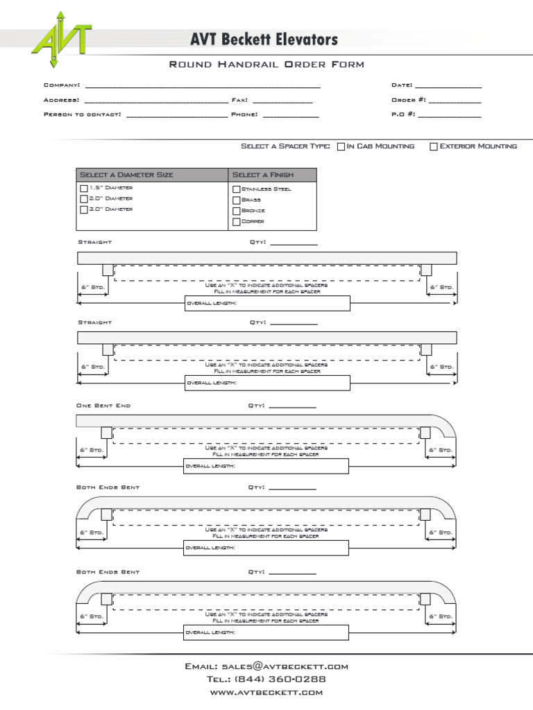 Handrail Order Form | PDF | Materials | Building Materials