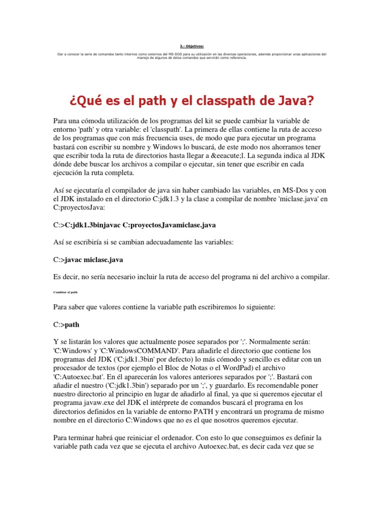 Variables Path Y Classpath Pdf Java Lenguaje De Programación Programación De Computadoras