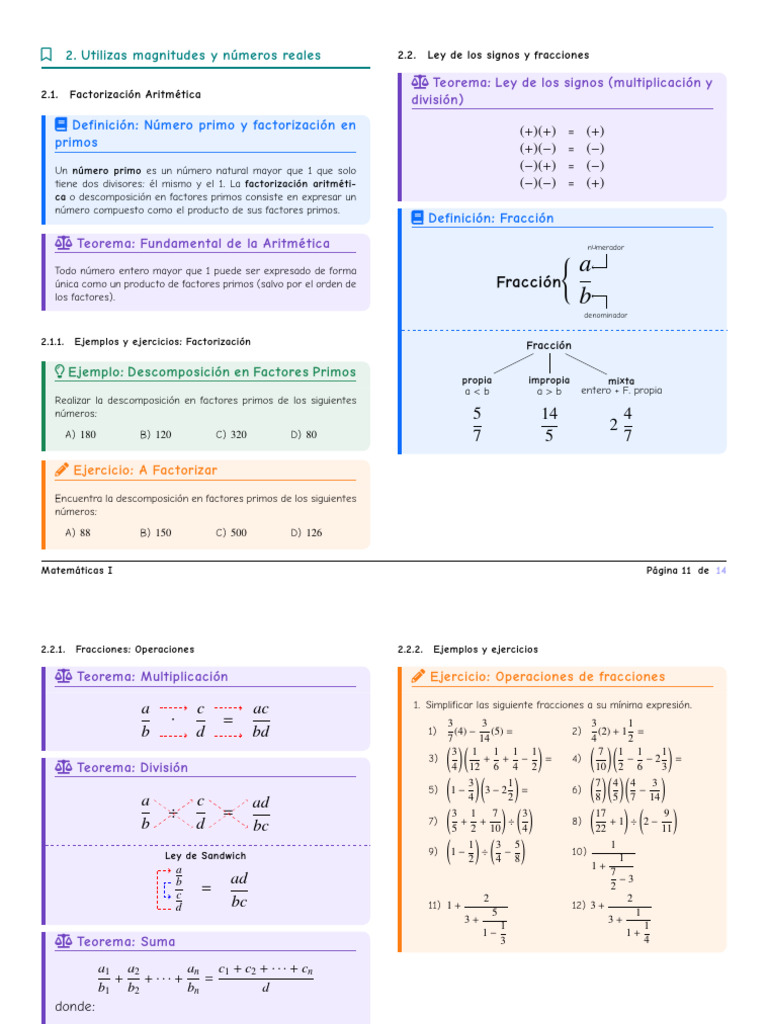 26 - 1 - Matemáticas - I (Fracciones) | PDF | Número primo | Factorización