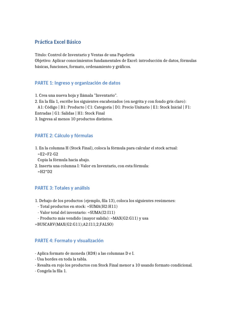 Practica Excel Basico 2025 | PDF