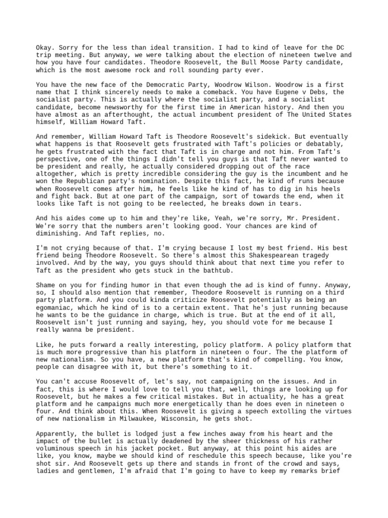 The Election of 1912 Part 2 | PDF | Theodore Roosevelt | William Howard ...