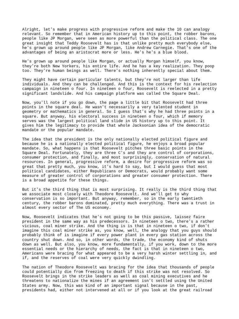 Theodore Roosevelt and Progressivism | PDF | Theodore Roosevelt