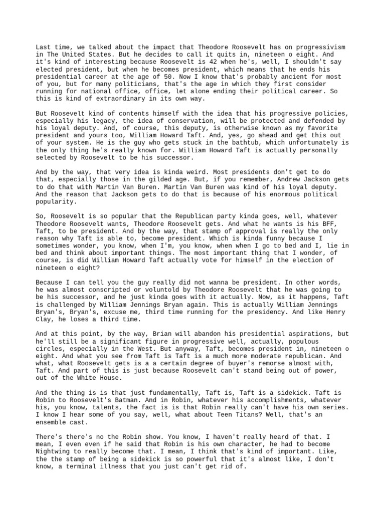 The Election of 1912 Part 1 | PDF | Theodore Roosevelt | William Howard ...