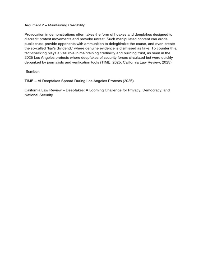 Argument 2 - Maintaining Credibility by Ferdy Adrian S-1 | PDF