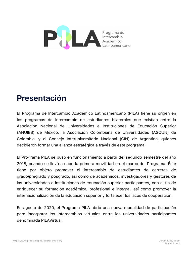 Presentación - Programa PILA | PDF