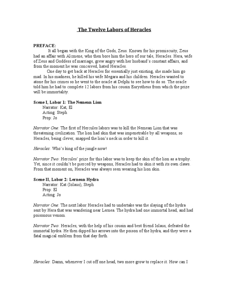 The Twelve Labors of Heracles | PDF | Hades | European Mythology
