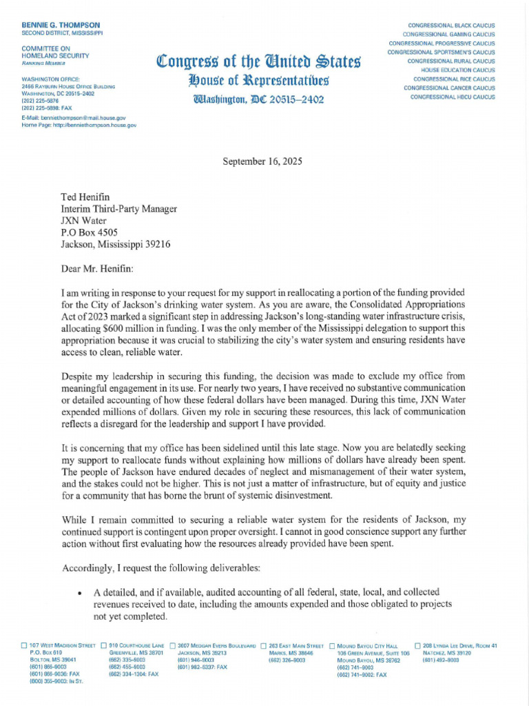 Congressman Thompson Letter | PDF