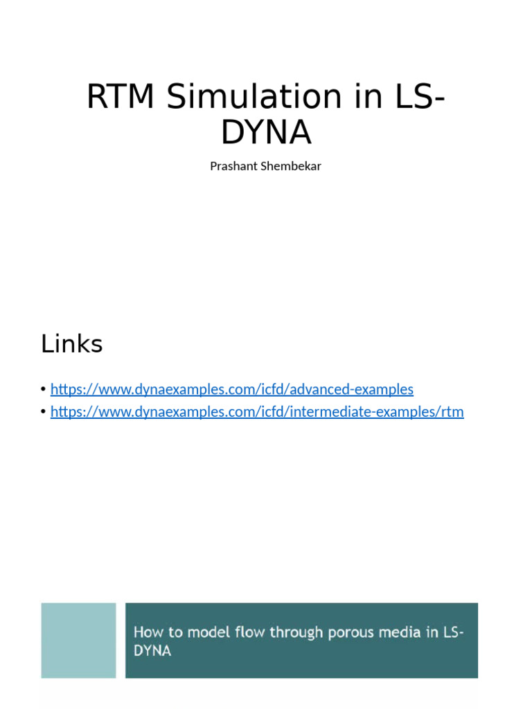 RTM Simulation in LS-DYNA | PDF | Viscosity | Applied And Interdisciplinary Physics