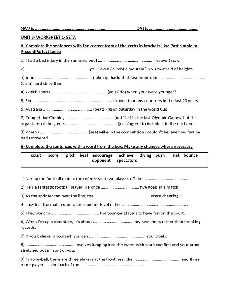 Perspectives Interm - Unit 3 A | PDF