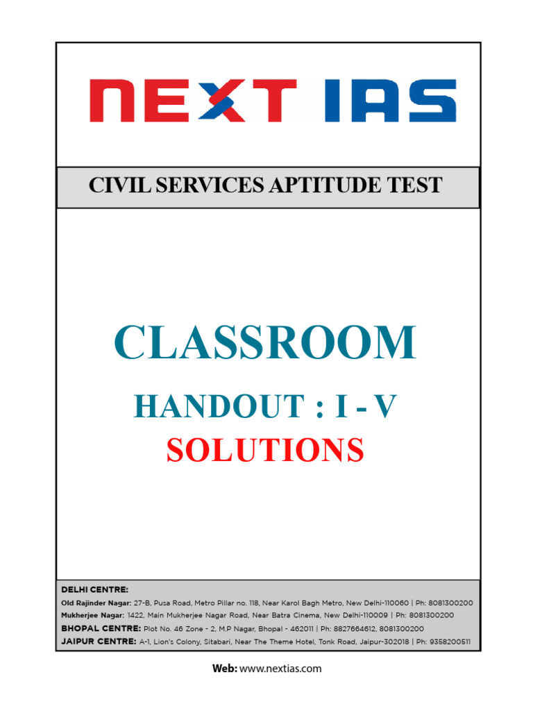 CSAT Handout Solutions | PDF | Elementary Mathematics