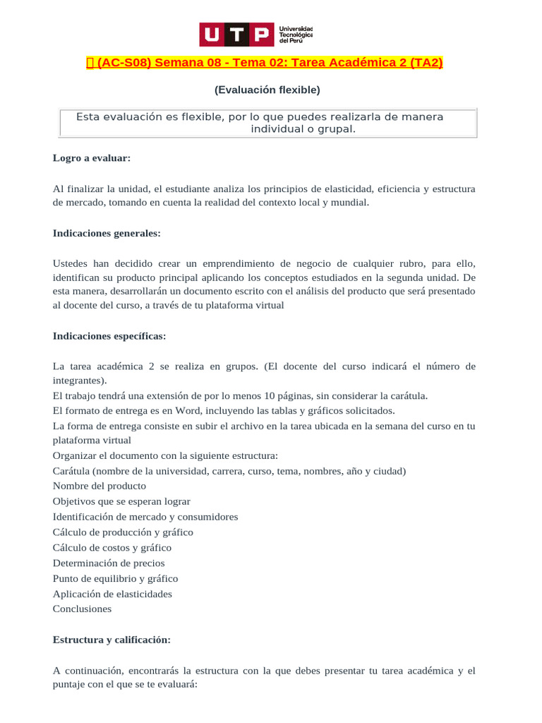 ? (AC-S08) Semana 08 - Tema 02 Tarea Académica 2 (TA2) (MICRO Y MACRO ECONOMIA) | PDF | Refresco