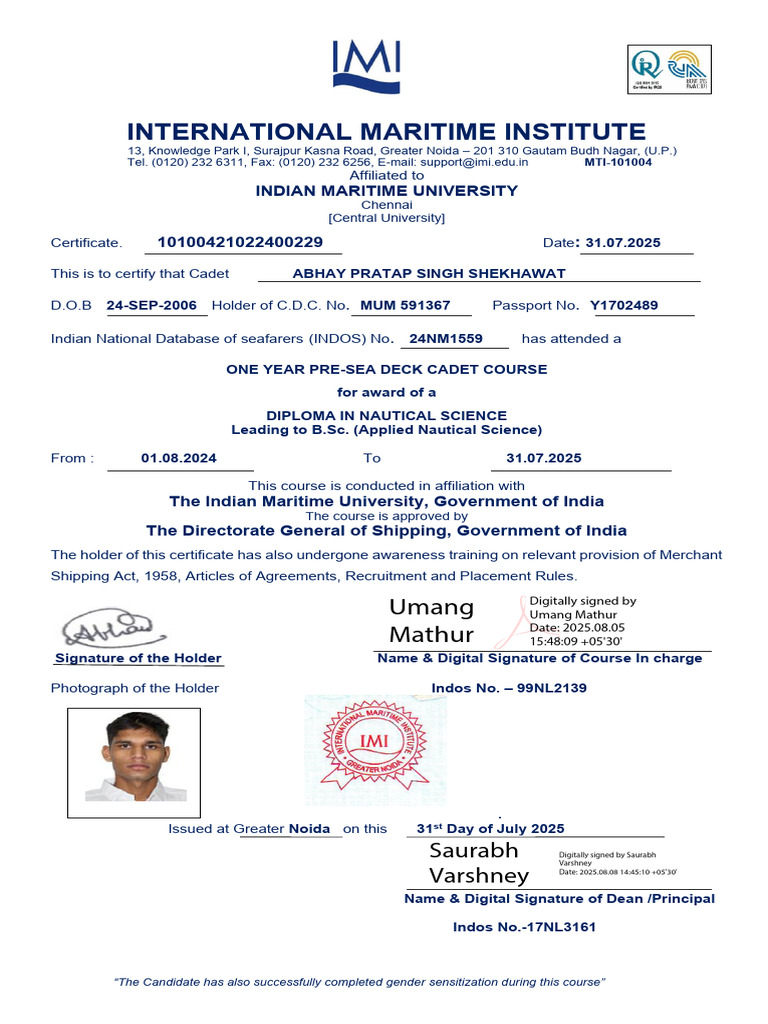 Abhay Pratap Singh Shekhawat | PDF | Water Transport | Shipping