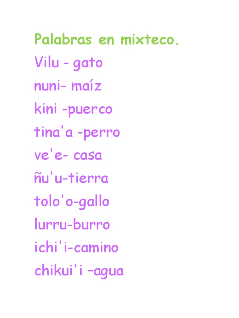 Palabras en Mixteco | PDF