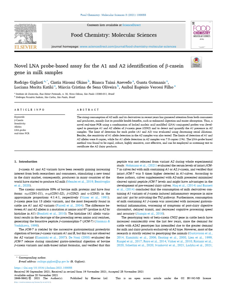 Novel LNA probe-based assay for the A1 and A2 identification of β ...