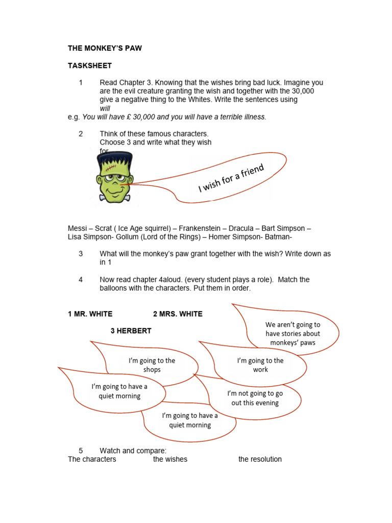 "Monkey's Paw and Kindergarten Tasks" | PDF | The Simpsons | The ...