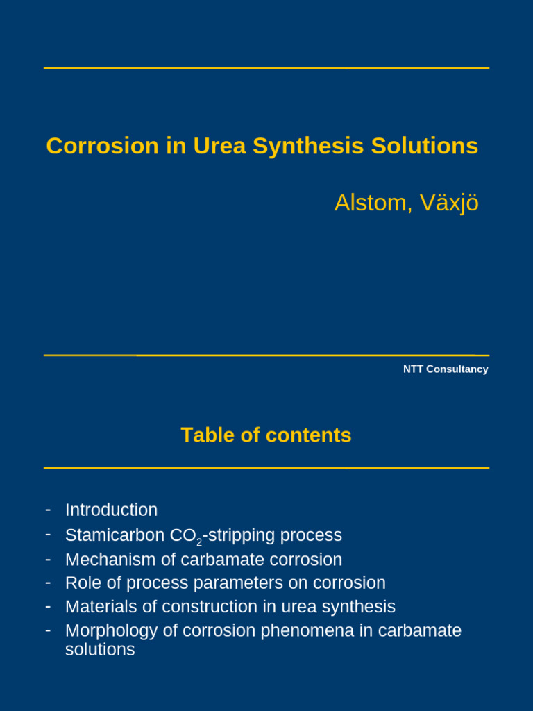 Corrosion Mechanism Amm Carbamate Urea Plant | PDF | Urea | Ammonia