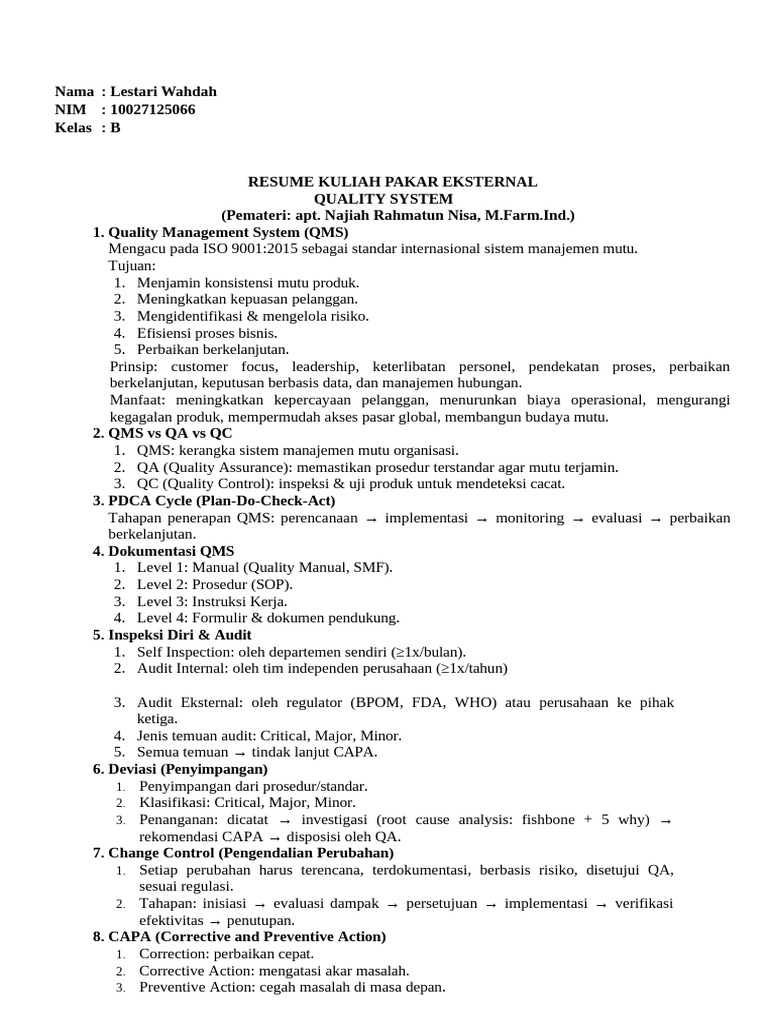 PSPPA XIII - Lestari Wahdah - Resume Kuliah Pakar | PDF