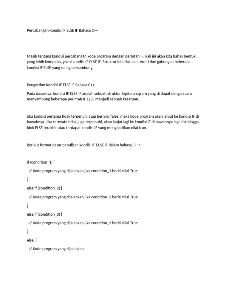 Percabangan Kondisi If ELSE If Bahasa C-1 | PDF