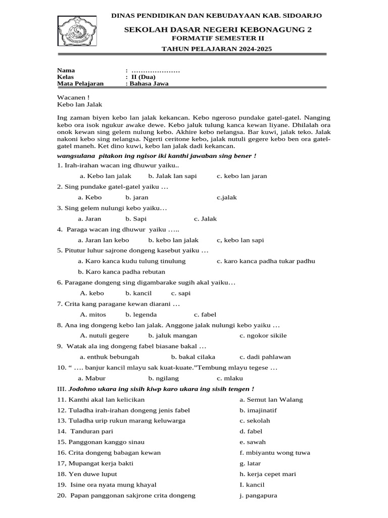 Bhs Jawa Genap Harian | PDF