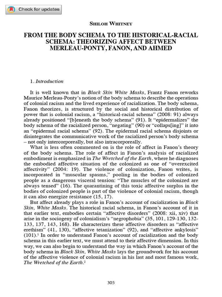 From The Body Schema To The Historical-Racial Schema | PDF | Feeling ...