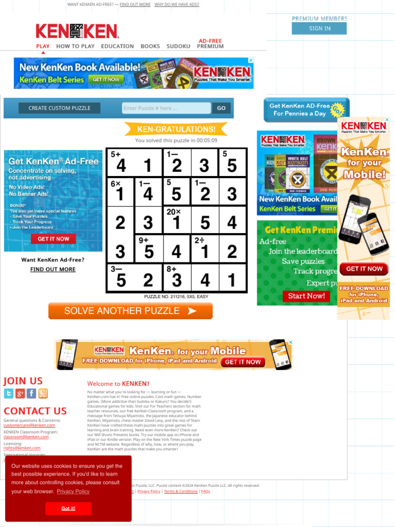 KenKen Puzzle Official Site - Free Math Puzzles That Make You Smarter ...