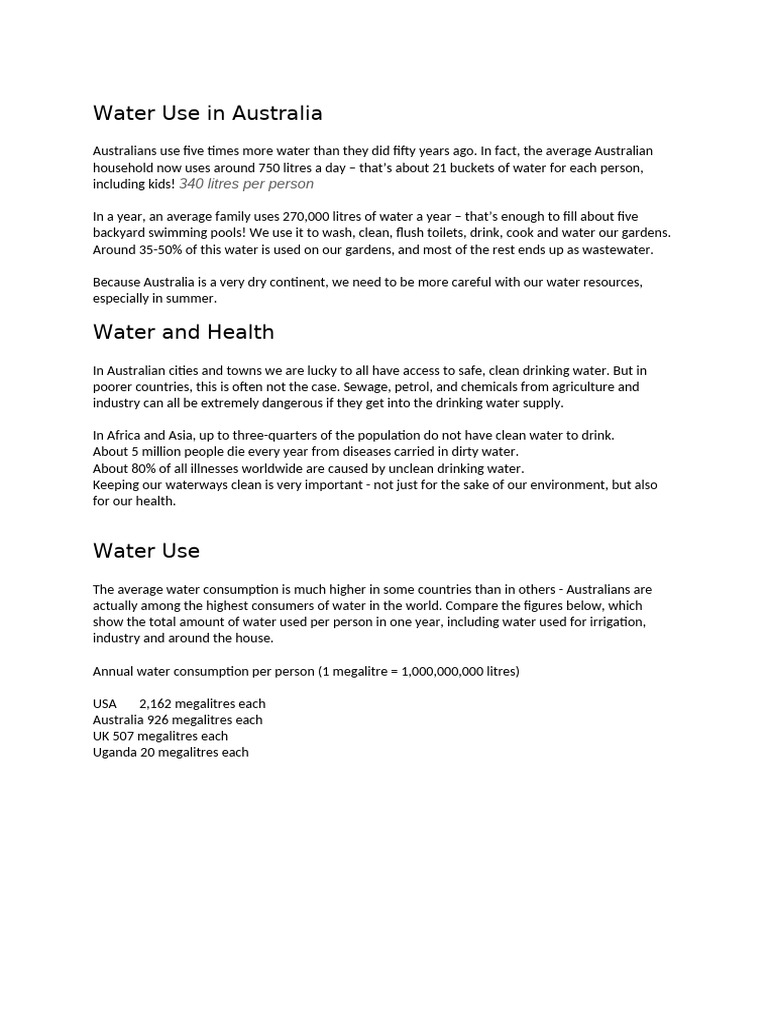 Water Use in Australia | PDF