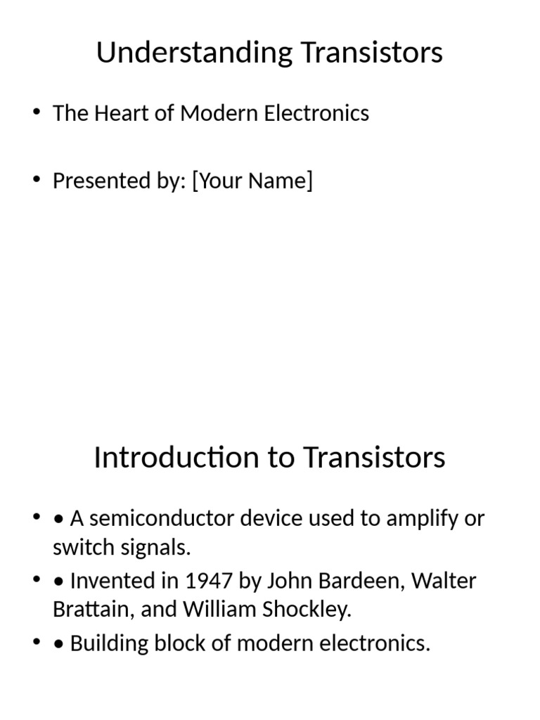 Transistors: Key to Modern Electronics | PDF