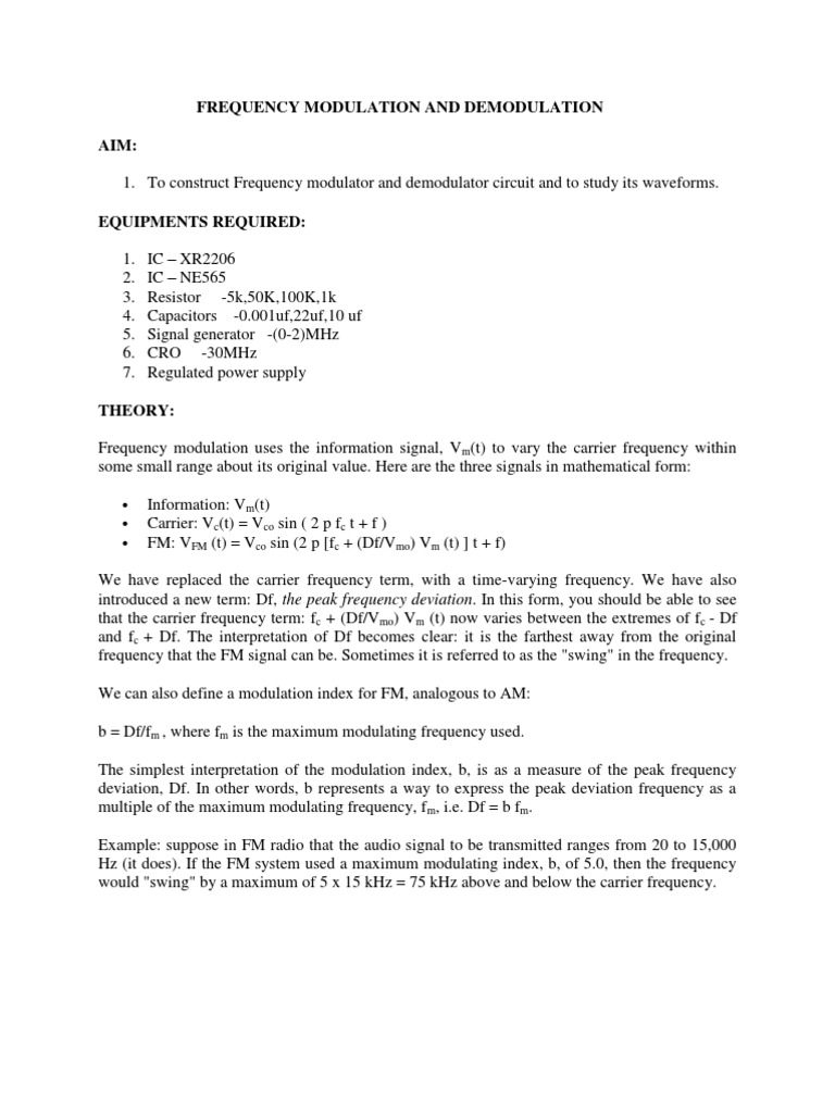 Frequency Modulation & DEMOD | PDF | Frequency Modulation | Detector (Radio)