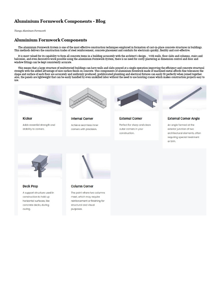 Aluminium Formwork System Overview | PDF