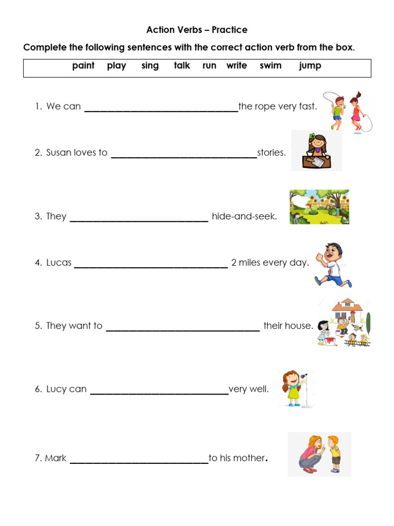 Action Verbs Practice | PDF