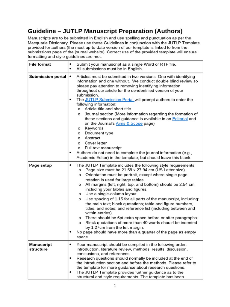 Guideline - Manuscript Preparation (Authors) - OTH | PDF | Citation ...