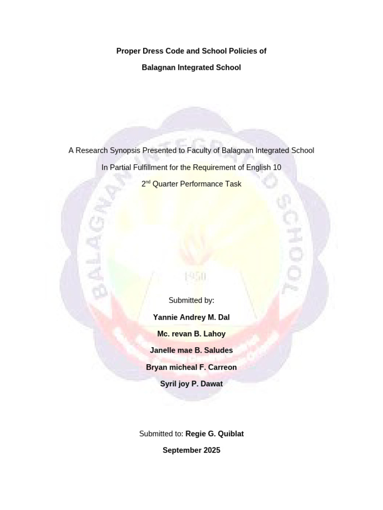 Balagnan School Dress Code Policies | PDF | Disciplines | Regulatory ...
