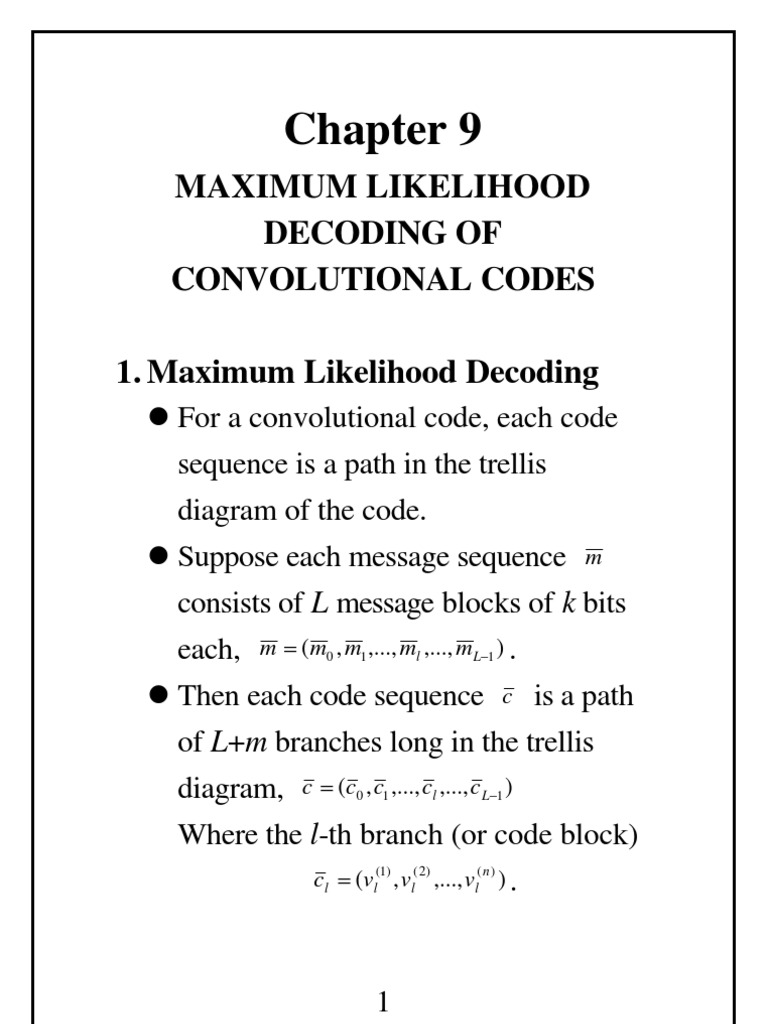 Maximum Likelihood Decoding Of Convolutional Codes Pdf Computer Data Encodings