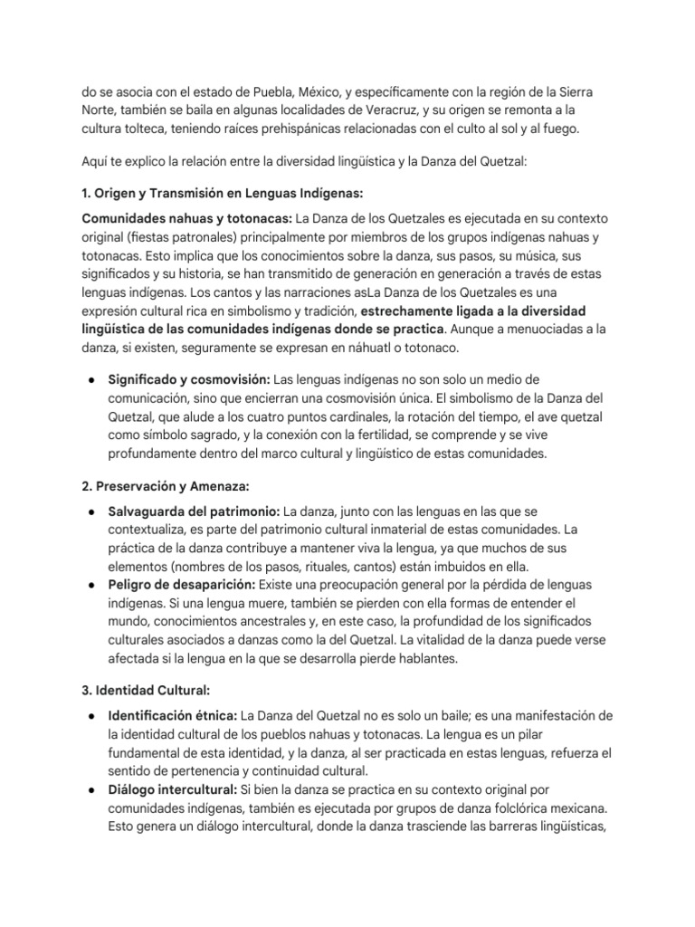 Relacion de La Diversidad Linguistica y La Danza... | PDF | Náhuatl ...